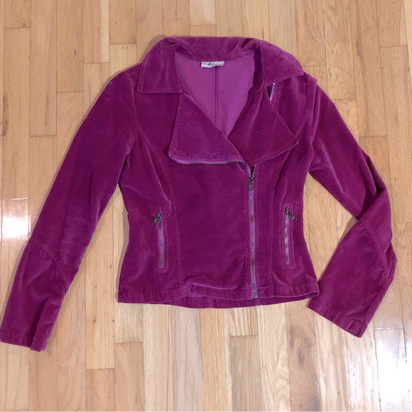 EcoGanik | Jackets & Coats | Magenta Velour Motorcycle Jacket | Poshmark